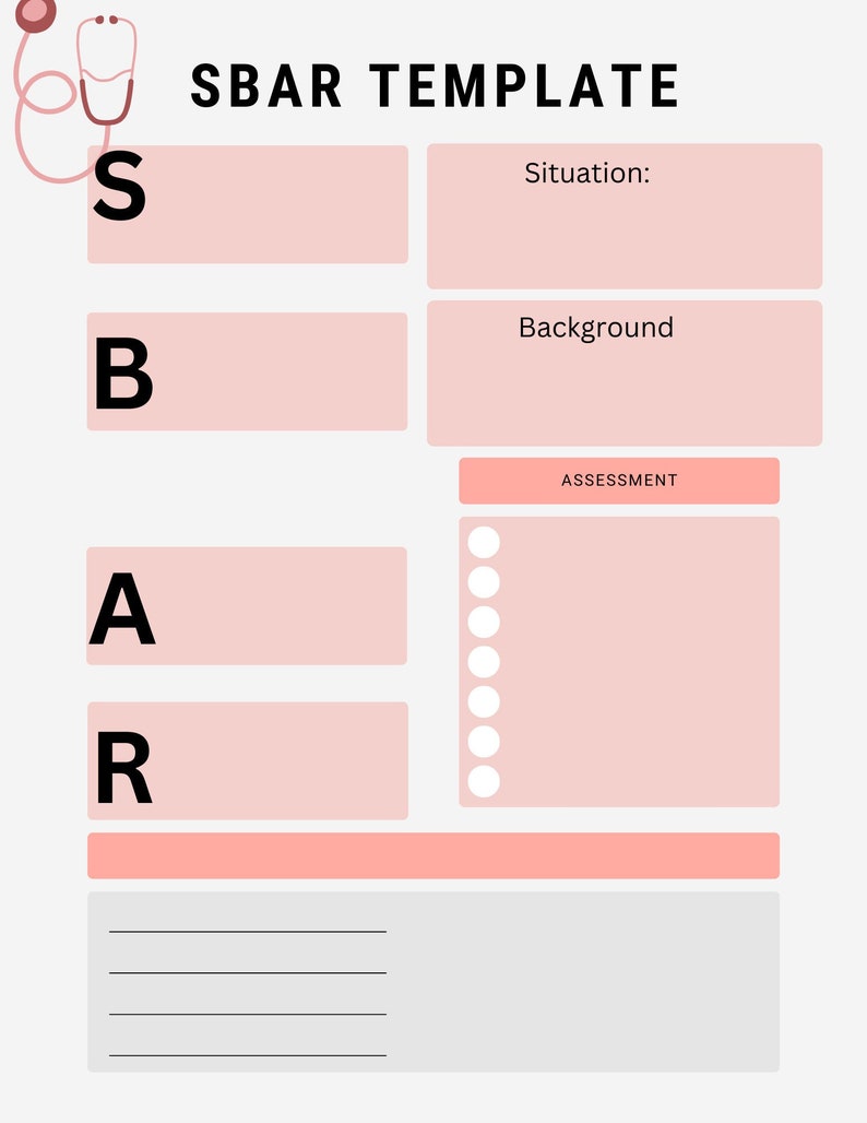 NURSING SBAR TEMPLATE - Etsy