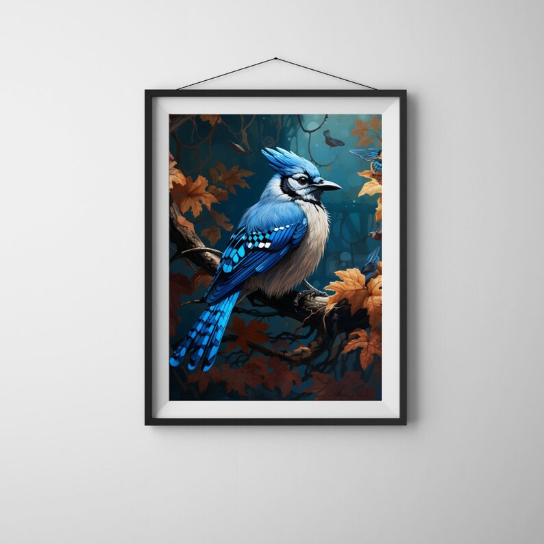 Majestic Bluejay Serenity - Elegant Bird Perched on Ledge Wall Art ...