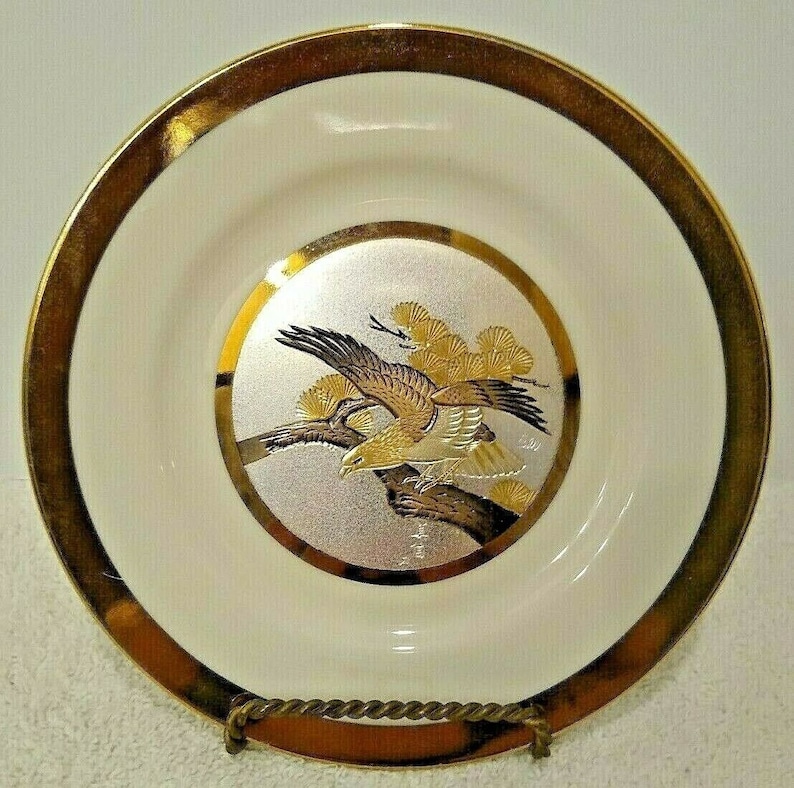 Chokin Etched Eagle Plate 6.25" by Yoshinobu Hara 1983 Japan 18 Kt ...