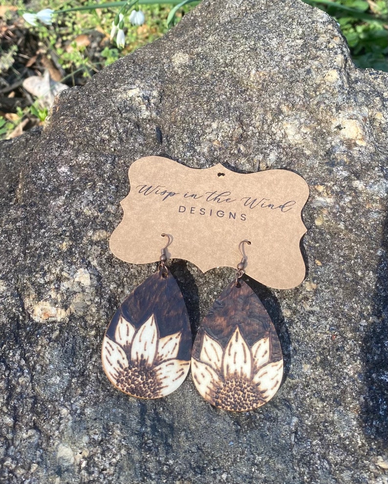Wood Burned Earrings - Etsy