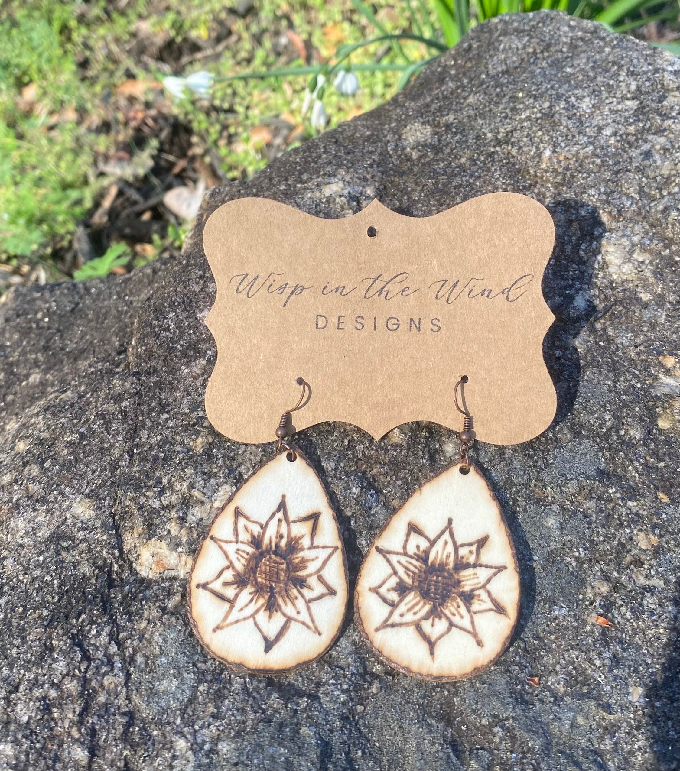 Wood Burned Earrings - Etsy