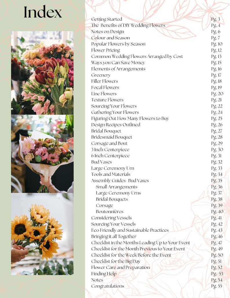 DIY Wedding Flower Guide | Digital Floral Workbook for Brides | Wedding ...