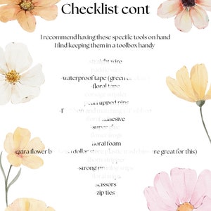 Floral Tools and Supply Checklist - Etsy