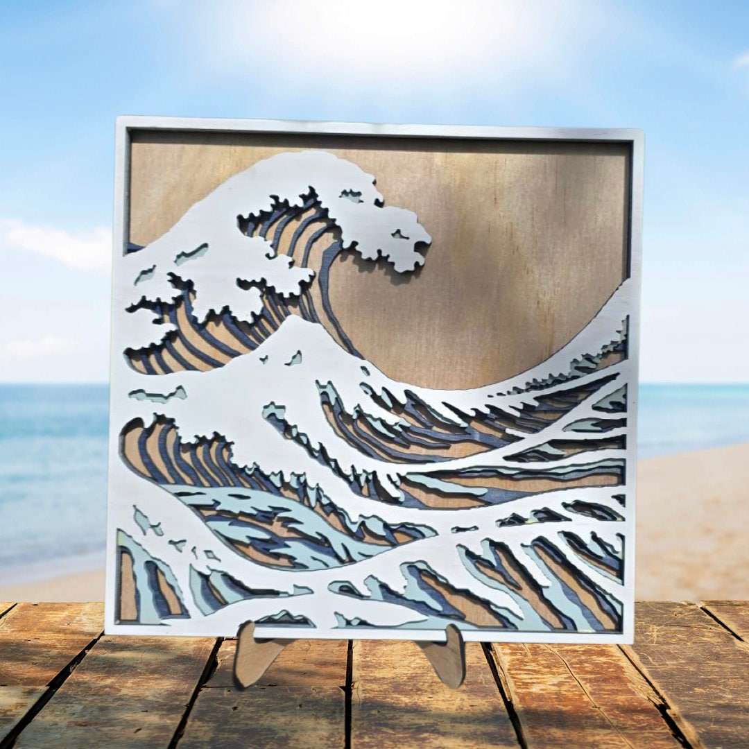 3D Layer Wave Art- Great Wave Art Ocean Home Decor Ocean Waves Sea ...
