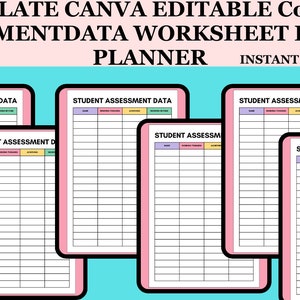 Colorful Assessment Data Worksheet Planner, Assessment Organization ...