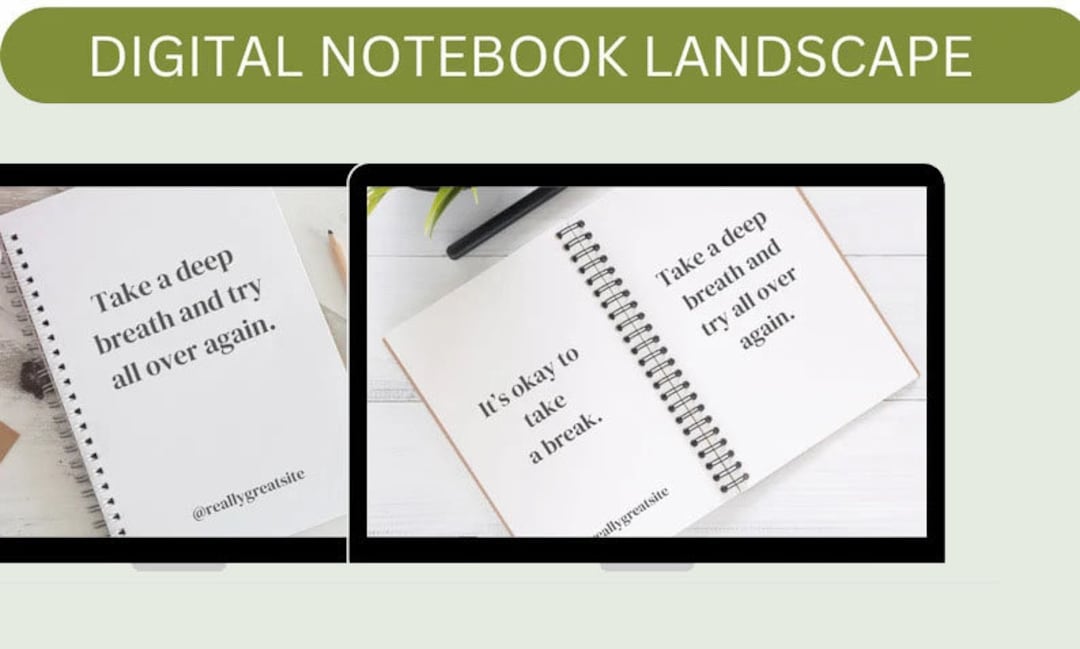 DIGITAL NOTEBOOK LANDSCAPE, Realistic Digital Notebook, Goodnotes ...