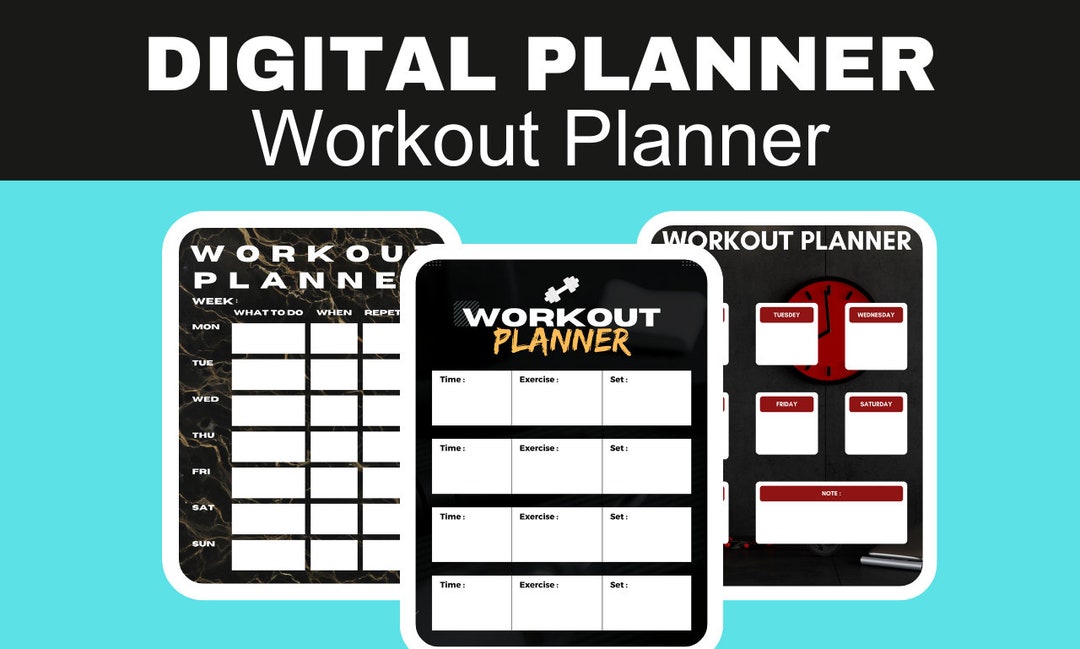 Workout Planer, Monthly Workout Planner, Exercise Tracker Gym Checklist ...