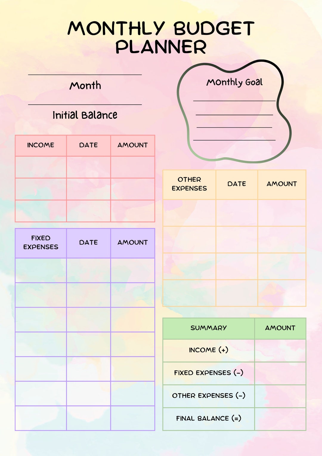 Editable Monthly Budget Planner Weekly, Financial Journal Monthly ...
