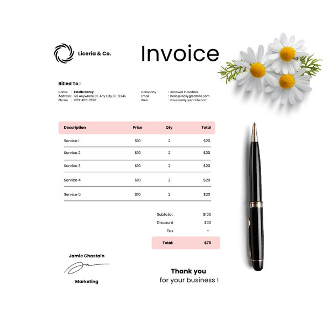 INVOICE CARD, Editable Small Business Invoice, Invoice Form, Modern ...