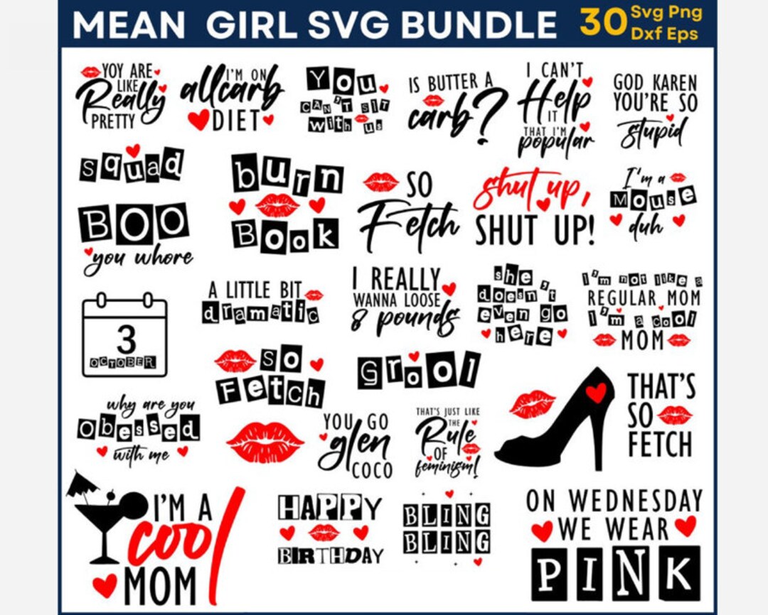 Mean Girls Inspired Valentine SVG Png Bundle, Mean Girl Svg, Mean Girls ...