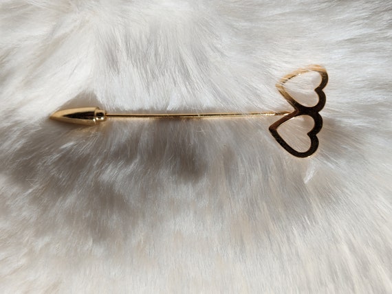 12K gold heart hat, scarf, lapel pin - Gem