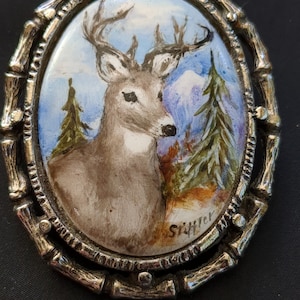Porcelain Hand Painted Deer Buck Brooch Pin Pendant - Etsy