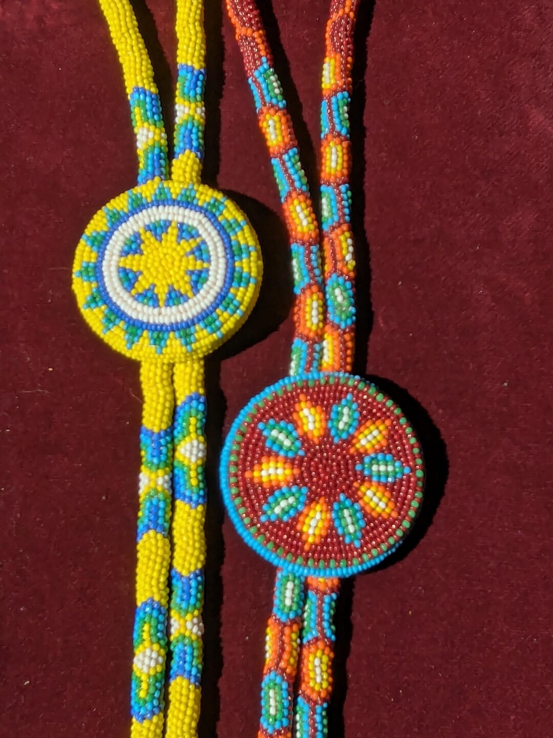 Native American Hand Beaded Bolo Tie Made in the 1980's by Ben Jim. - Etsy