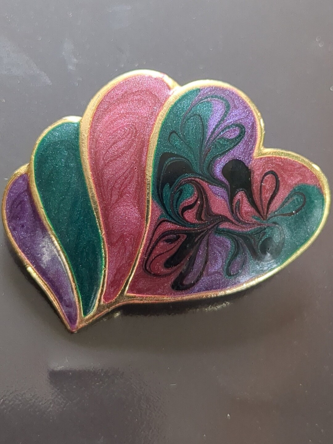Overlapping Hearts Brooch Pin - Etsy