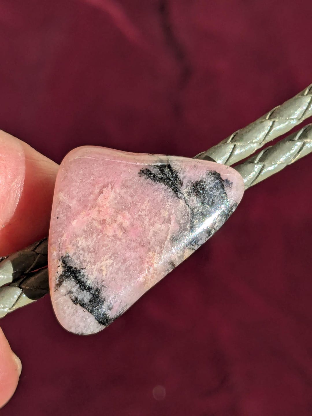 Vintage Polished Rhodolite Stone Bolo Tie With Matching Tassels - Etsy