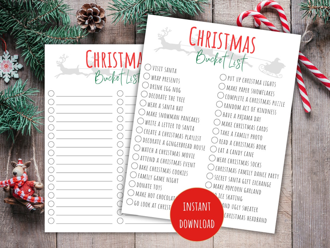 Christmas Bucket List | Winter Bucket List | Christmas Checklist ...