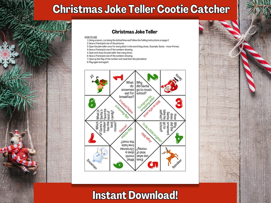 Christmas Joke Teller | Cootie Catcher | Christmas Cootie Catcher | Kid ...