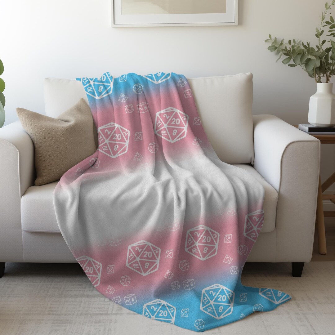 D20 Trans Pride Flag Cozy Lightweight Velveteen Microfiber Blanket ...