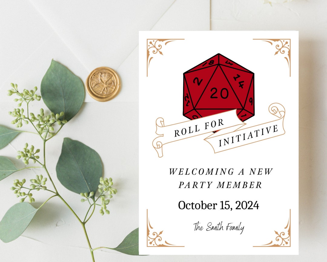 D20 Gender Neutral Pregnancy Announcement | Custom Template | Editable ...