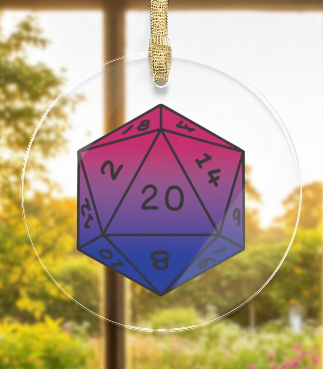 Bisexual Pride Flag Nerdy D20 Dice Ornament LGBTQ+ Window Decoration - Etsy