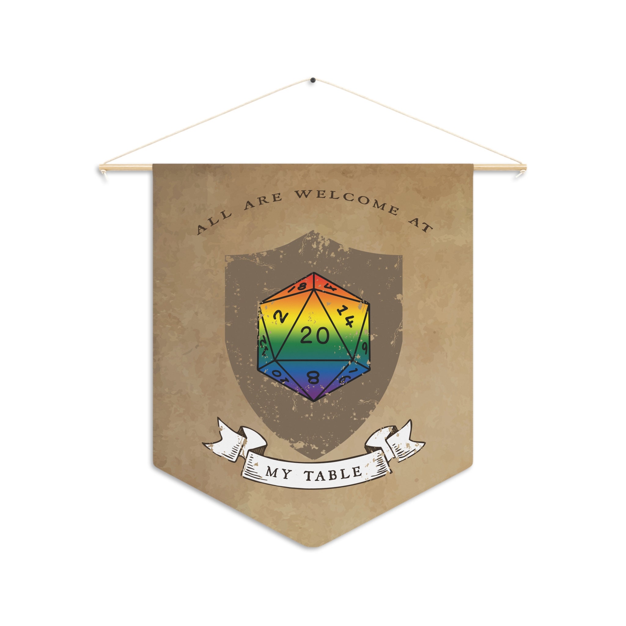 TTRPG Gaming Room D20 Rainbow Pride Flag Pennant - Etsy