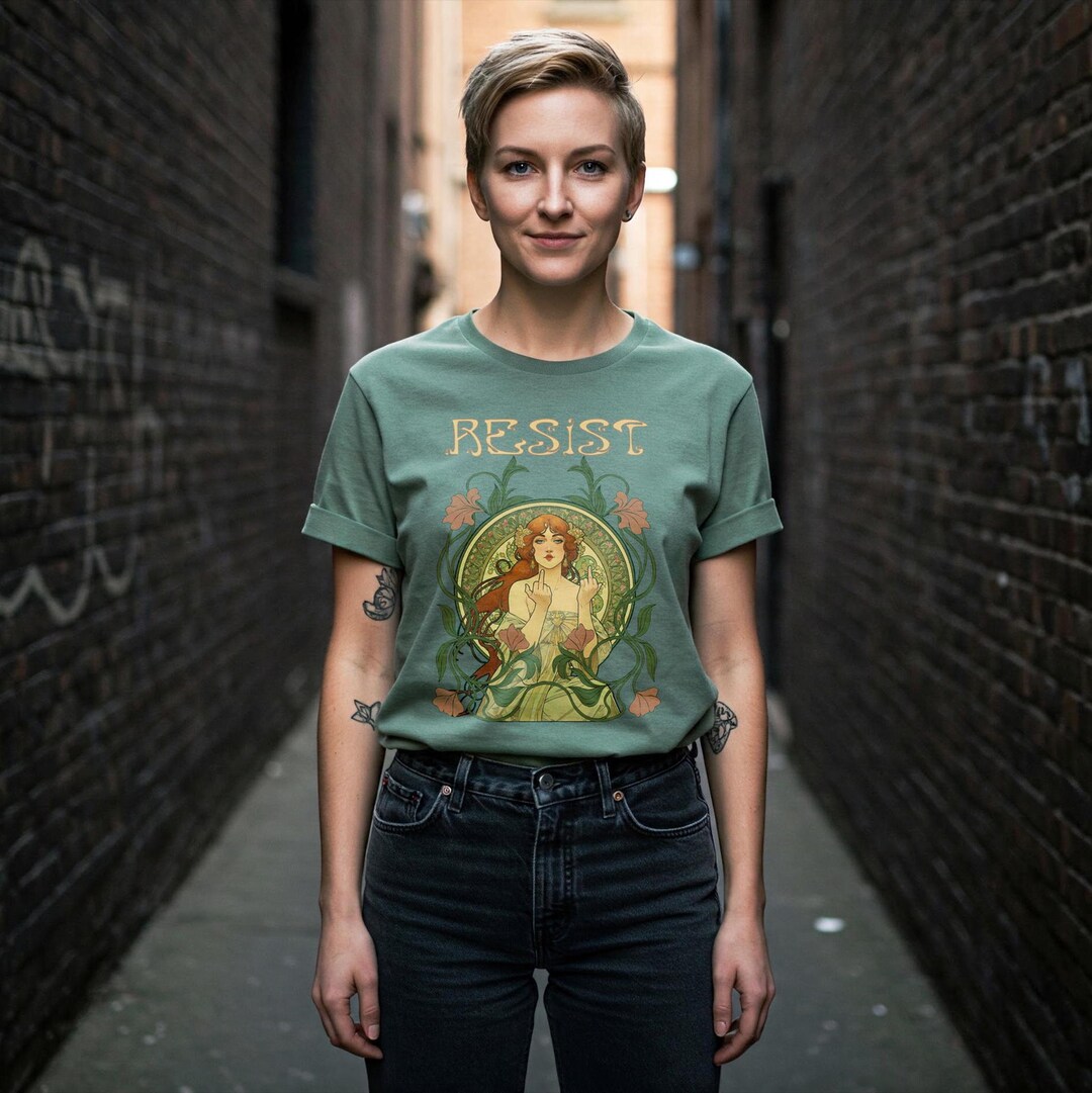 Resist Shirt, Art Nouveau, Mucha Anti Trump Shirt, Rebel T-shirt, Women ...