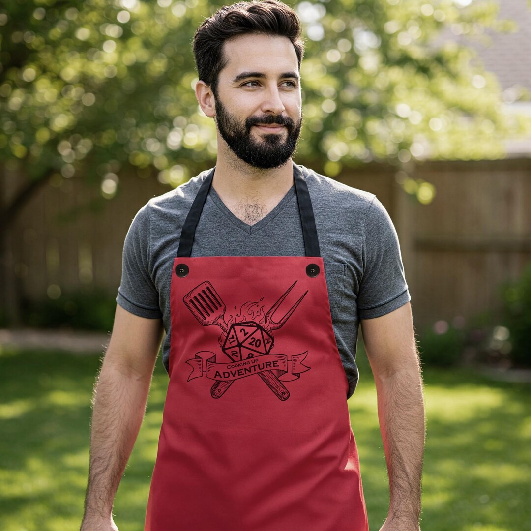 D20 Cooking Adventure BBQ Apron - Fun Gamer Chef Gift, Dungeons and ...