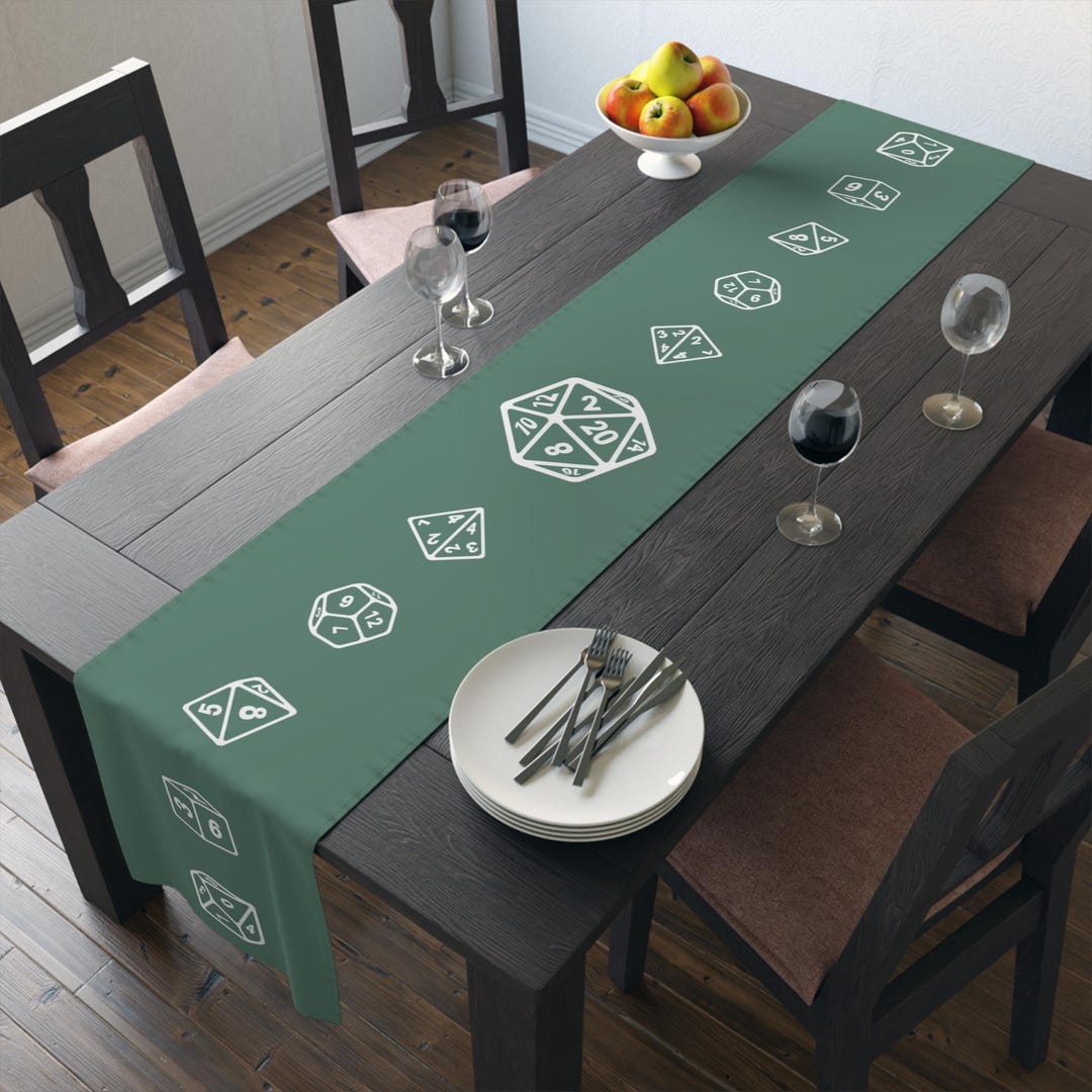 Sage Green D20 Table Runner: TTRPG Game Night Decor - Etsy