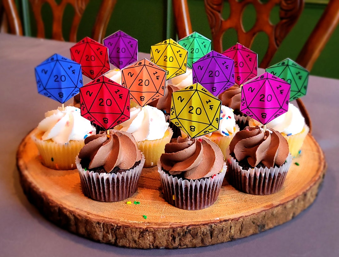 Dungeons and Dragons D20 Rainbow Cupcake Topper Instant Download ...