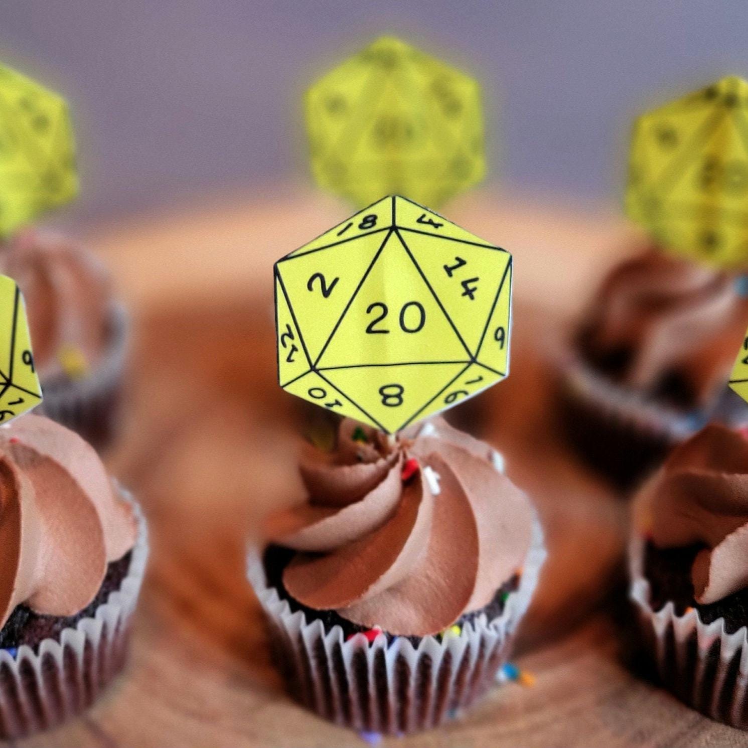 Dungeons and Dragons D20 Rainbow Cupcake Topper Instant Download ...