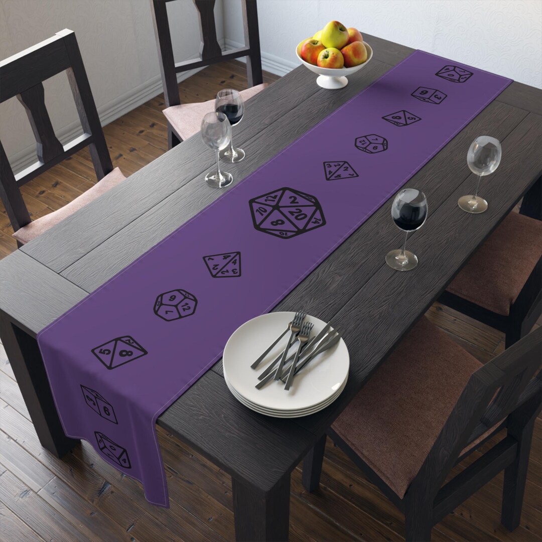 D20 TTRPG Dice, Purple and Black Table Runner, Game Night, Dnd Wedding ...