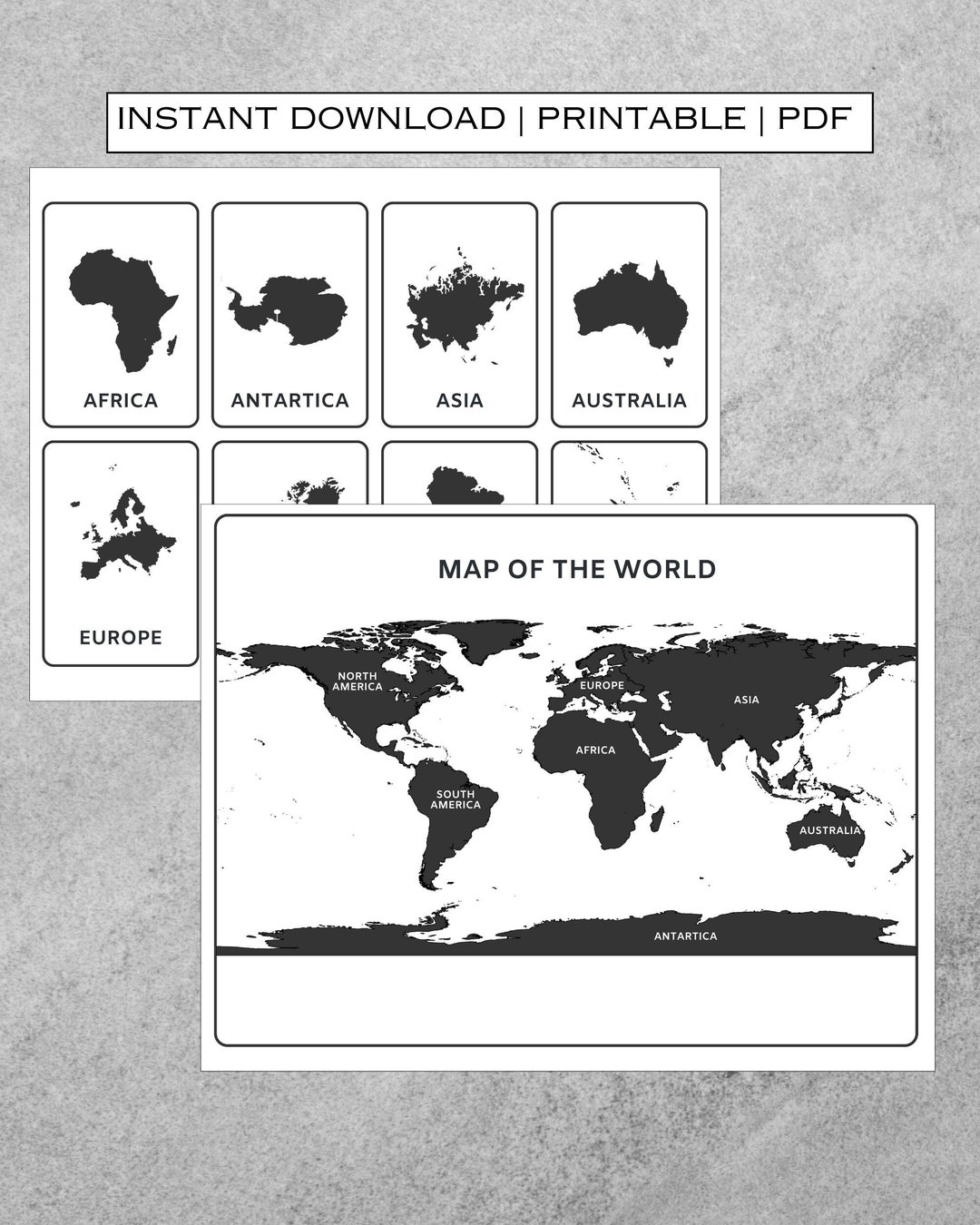 Montessori Cards, Continents Flashcards, Homeschool Learning, Geography ...