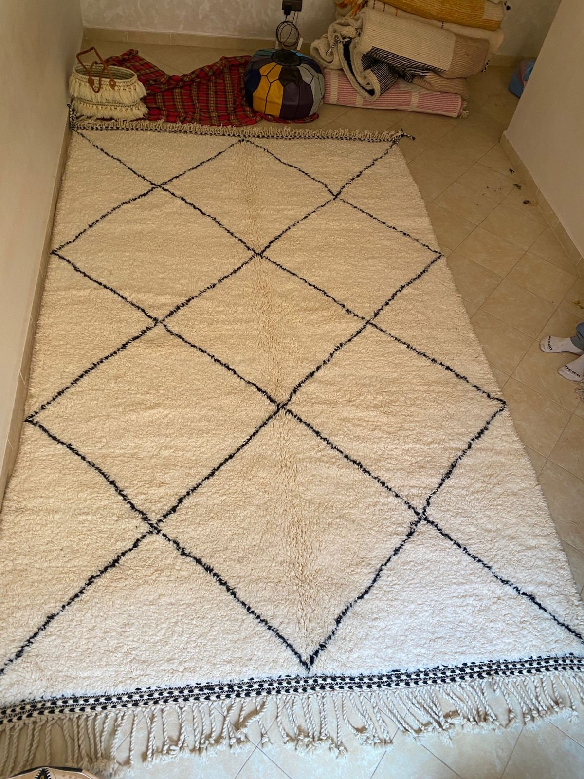 Diamond Rug Fluffy White Rug 9x12 White Rug Black and White Rug off ...