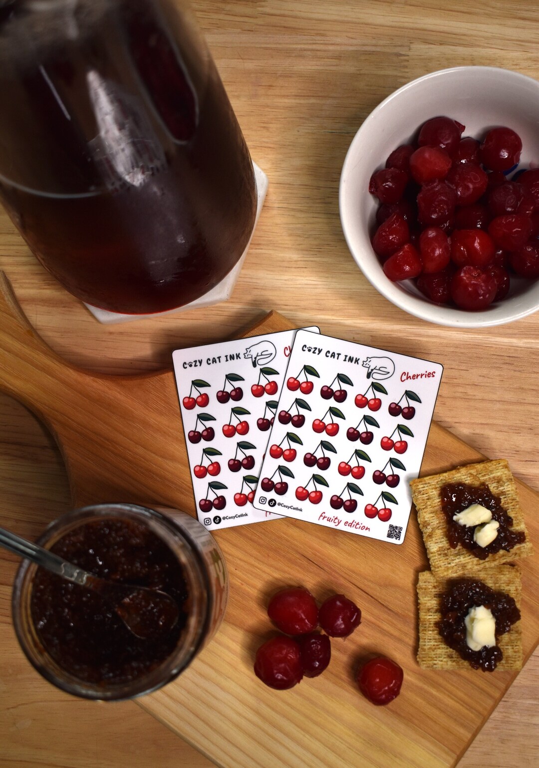 Small Cute Cherries Mini Sticker Sheet Waterproof Tiny Cherries ...