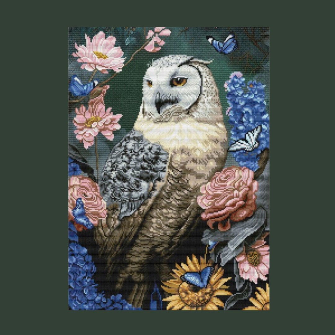 Owl Forest Embroidery Counted Cross Stitch Kit, Owl Needlework, Night ...