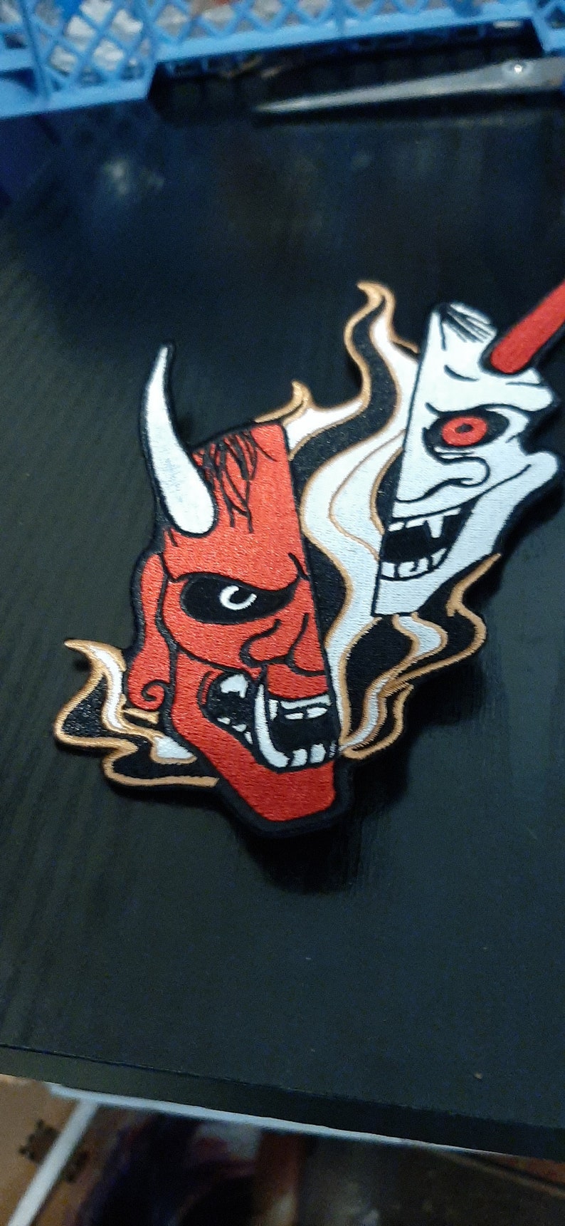 Large Red & White Japanese Oni Hannya Mask Sew / Iron on Patch Kijo ...