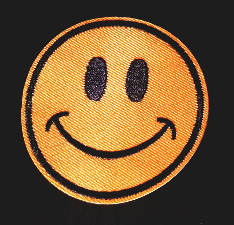 Yellow Smiley Face Sew or Iron on Patch, Fun Happy Emoji Emoticon Cloth ...