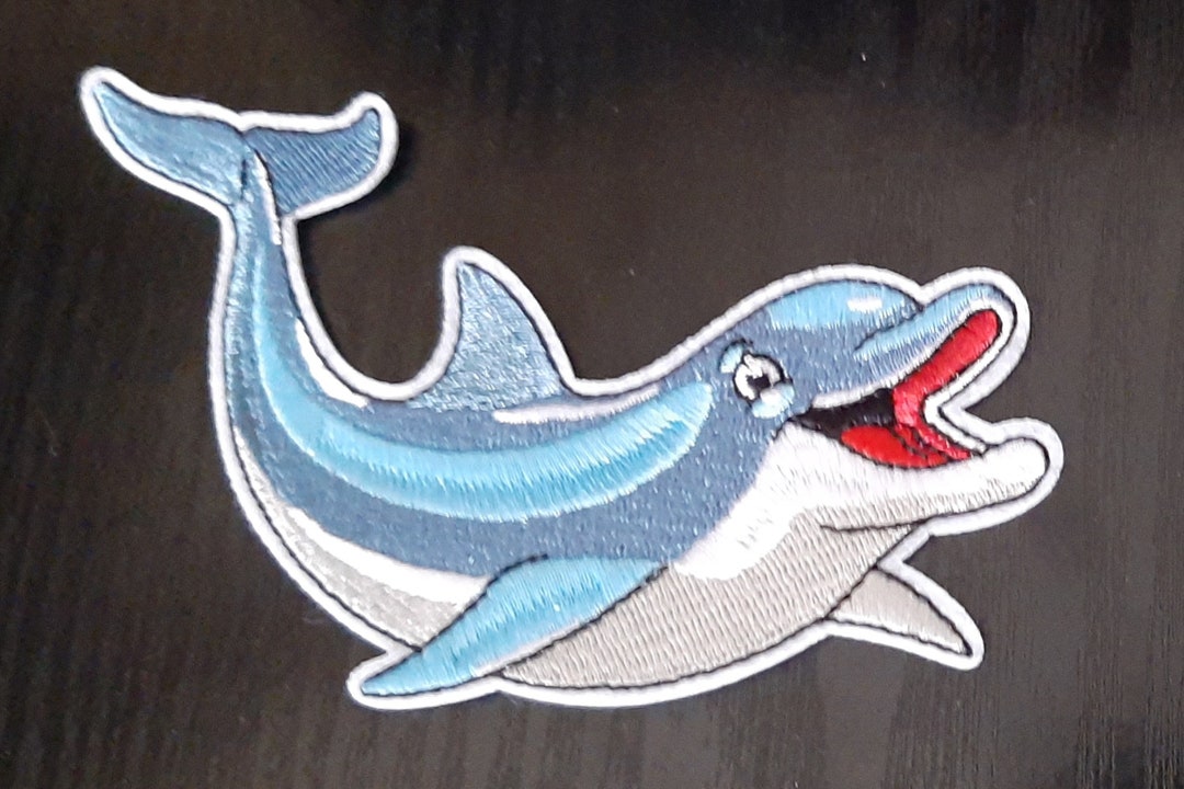 Cute Smiling Dolphin Sew or Iron on Patch, Fun Sea Life Cloth Badge ...