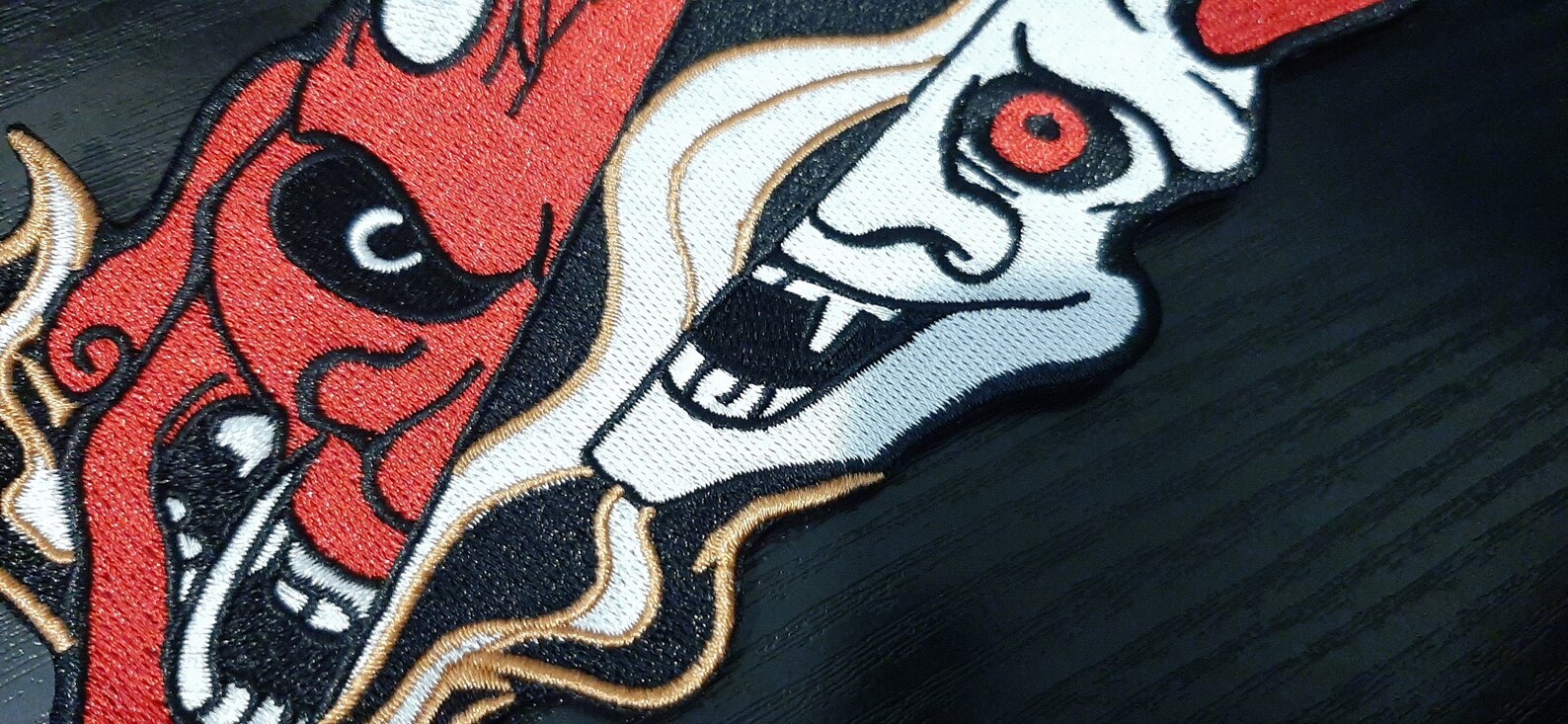 Large Red & White Japanese Oni Hannya Mask Sew / Iron on Patch Kijo ...