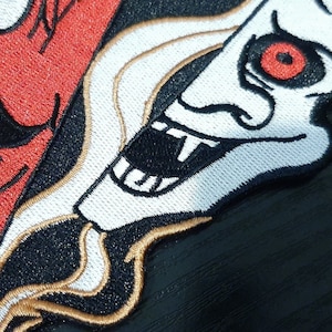 Large Red & White Japanese Oni Hannya Mask Sew / Iron on Patch Kijo ...