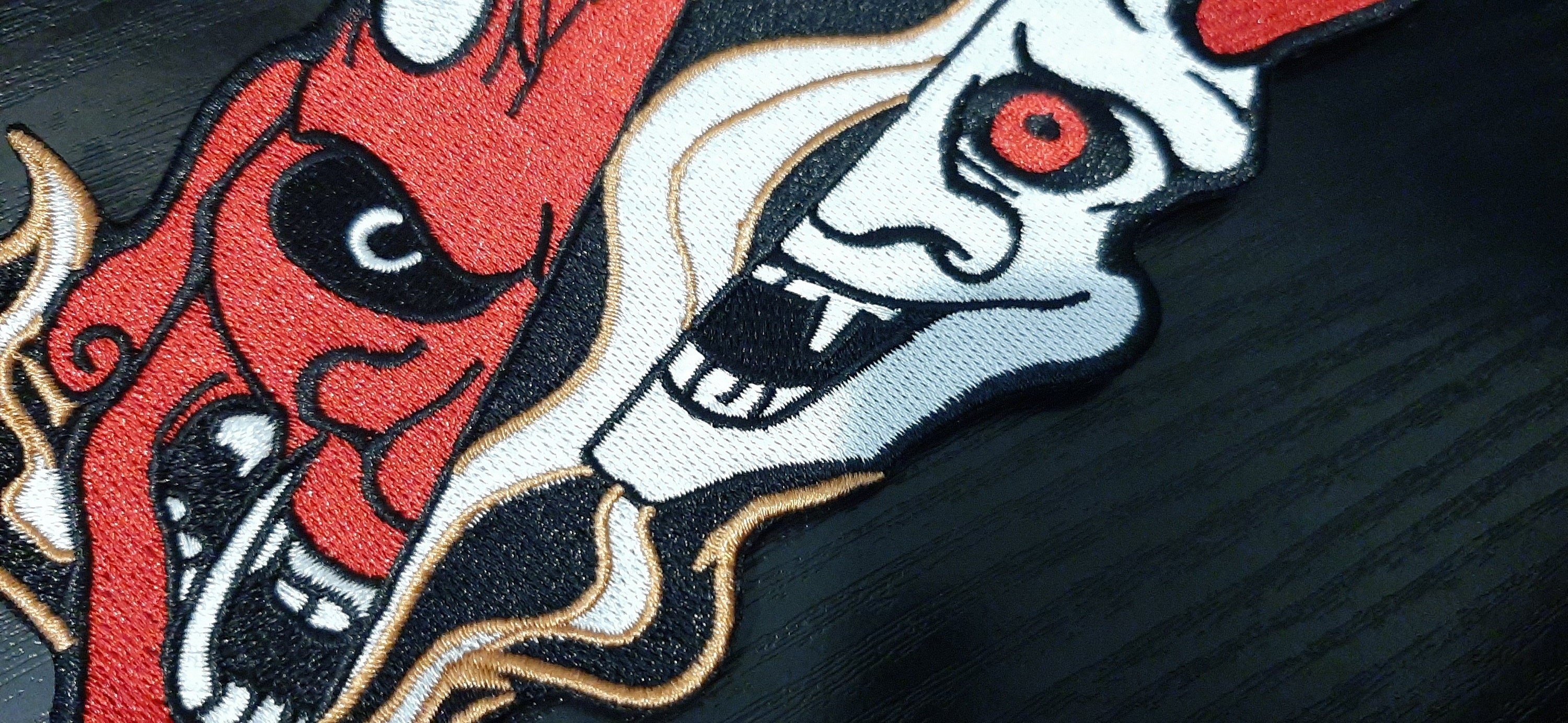 Large Red & White Japanese Oni Hannya Mask Sew / Iron on Patch Kijo ...