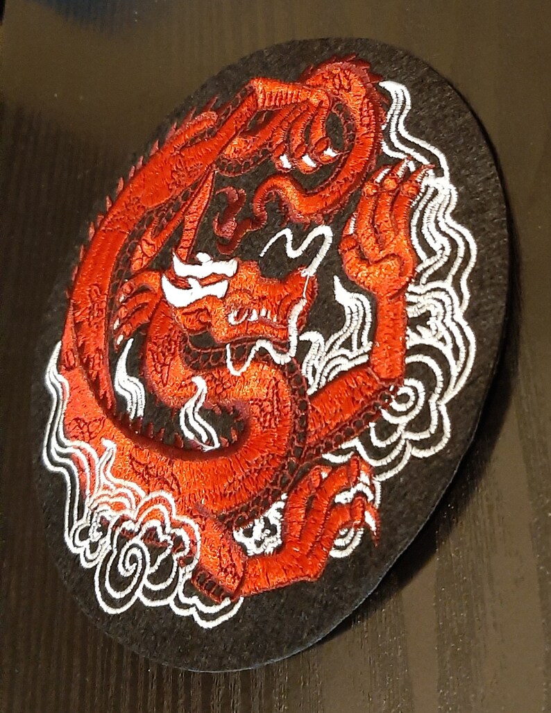 Red Oriental Dragon Patch, Embroidered Serpent Applique - Etsy