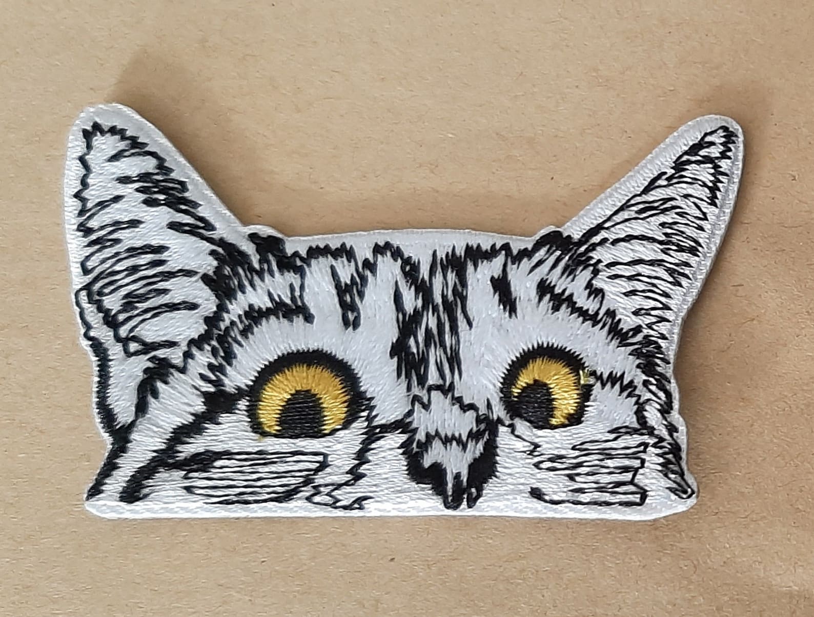 Peeking Silver Tabby Cat, Sew or Iron on Patch, Cute Curious Feline ...