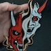 Large Red & White Japanese Oni Hannya Mask Sew / Iron on Patch Kijo ...