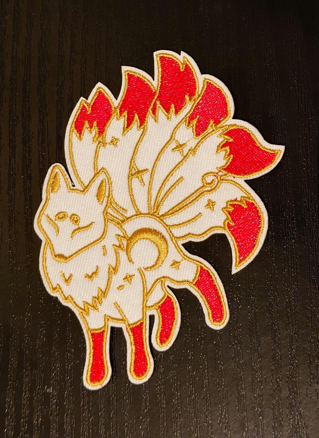 Lunar Kitsune Patch: Red & White Nine-tailed Fox Applique - Etsy