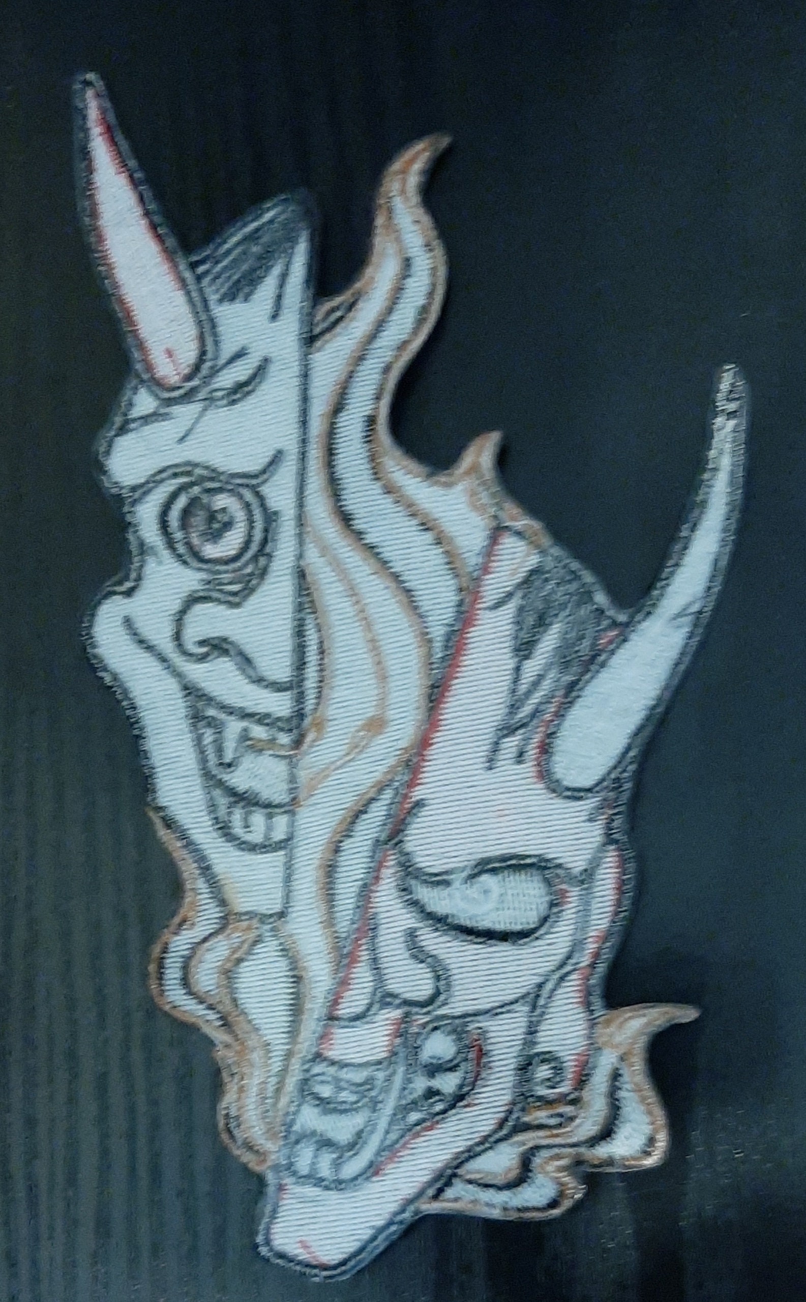 Large Red & White Japanese Oni Hannya Mask Sew / Iron on Patch Kijo ...