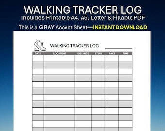 Walking Tracker Printable, Walking Journal, Walking Log, Daily Exercise ...