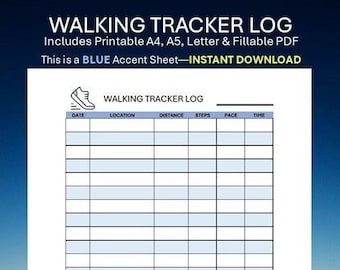 Walking Tracker Printable, Walking Journal, Walking Log, Daily Exercise ...