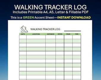 Walking Tracker Printable, Walking Journal, Walking Log, Daily Exercise ...