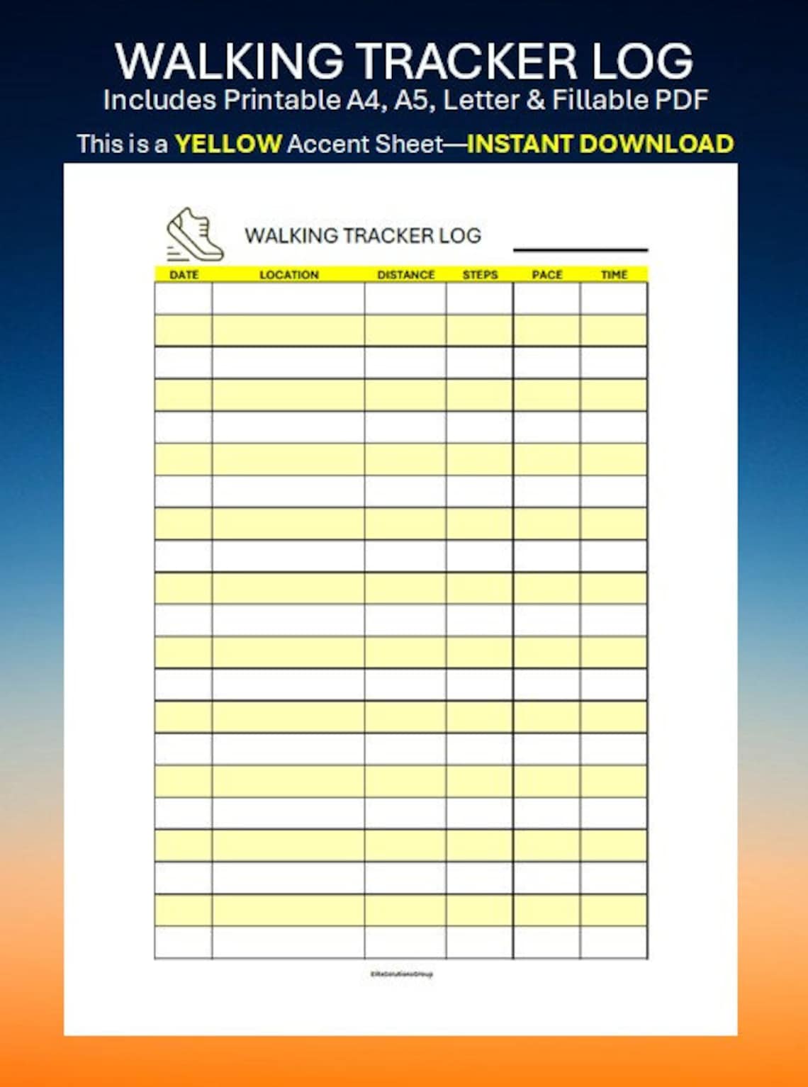 All Colors Walking Tracker Printable, Journal, Walking Log, Daily ...